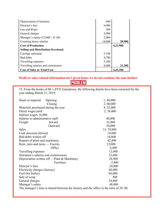 Cost Accounting: Unit-5 Cost Sheet Questions & Answers | PDF