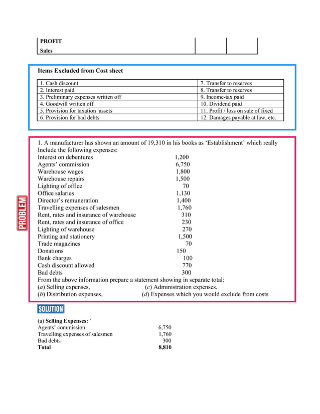 Cost Accounting: Unit-5 Cost Sheet Questions & Answers | PDF
