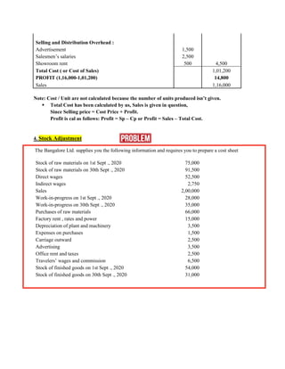Cost Accounting: Unit-5 Cost Sheet Questions & Answers | PDF