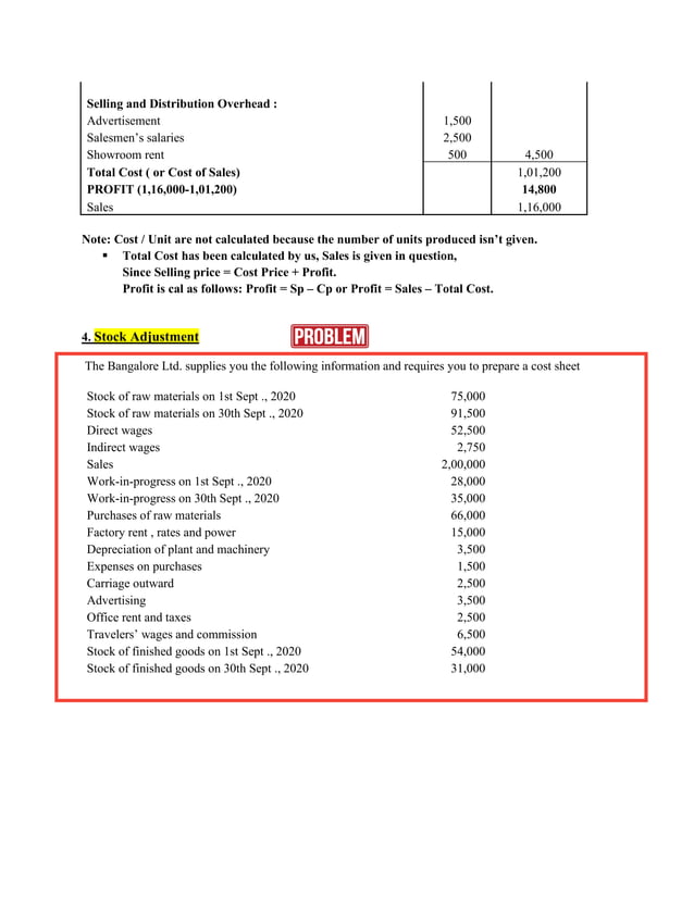 Cost Accounting: Unit-5 Cost Sheet Questions & Answers | PDF