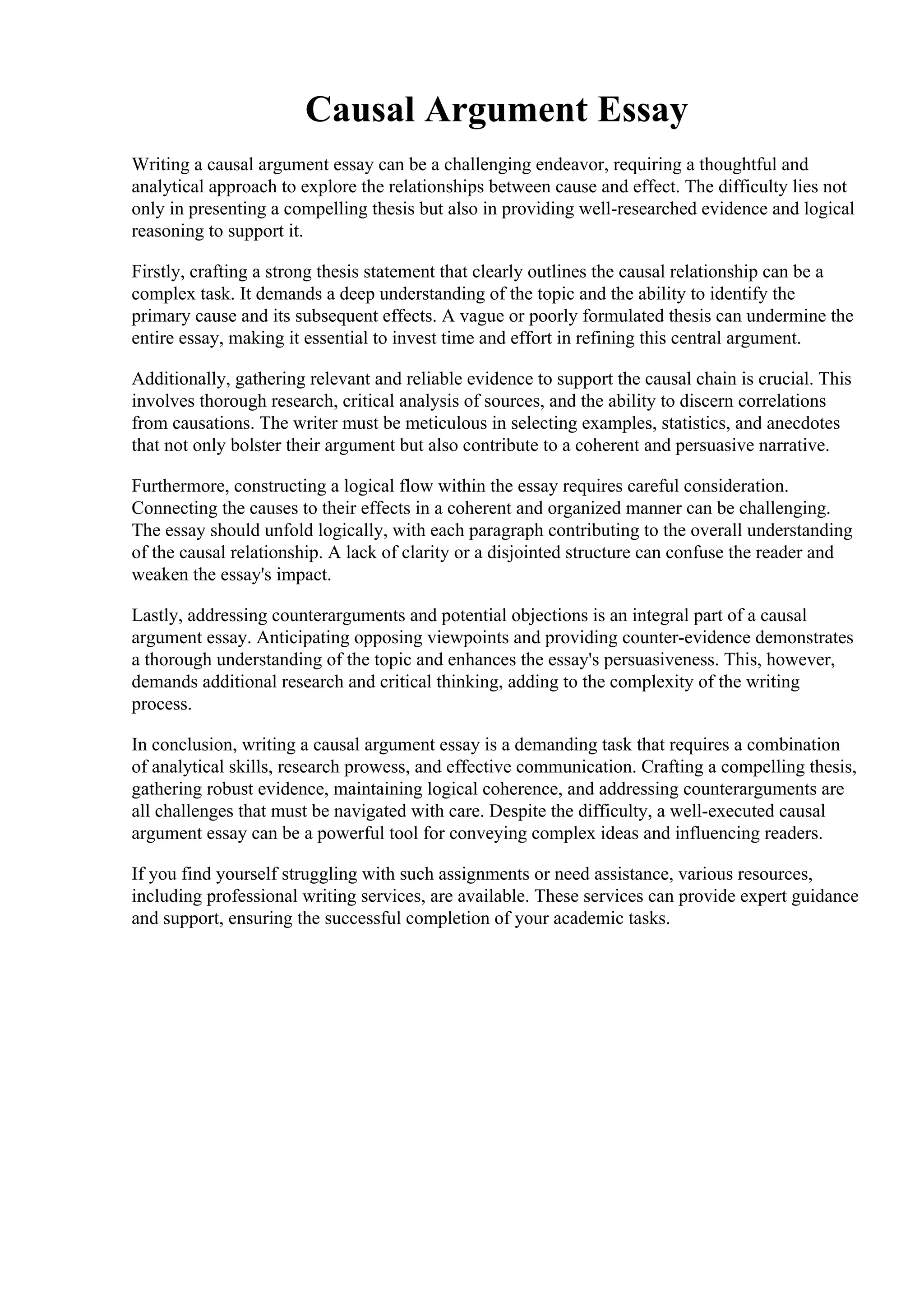 Causal Argument Essay | PDF