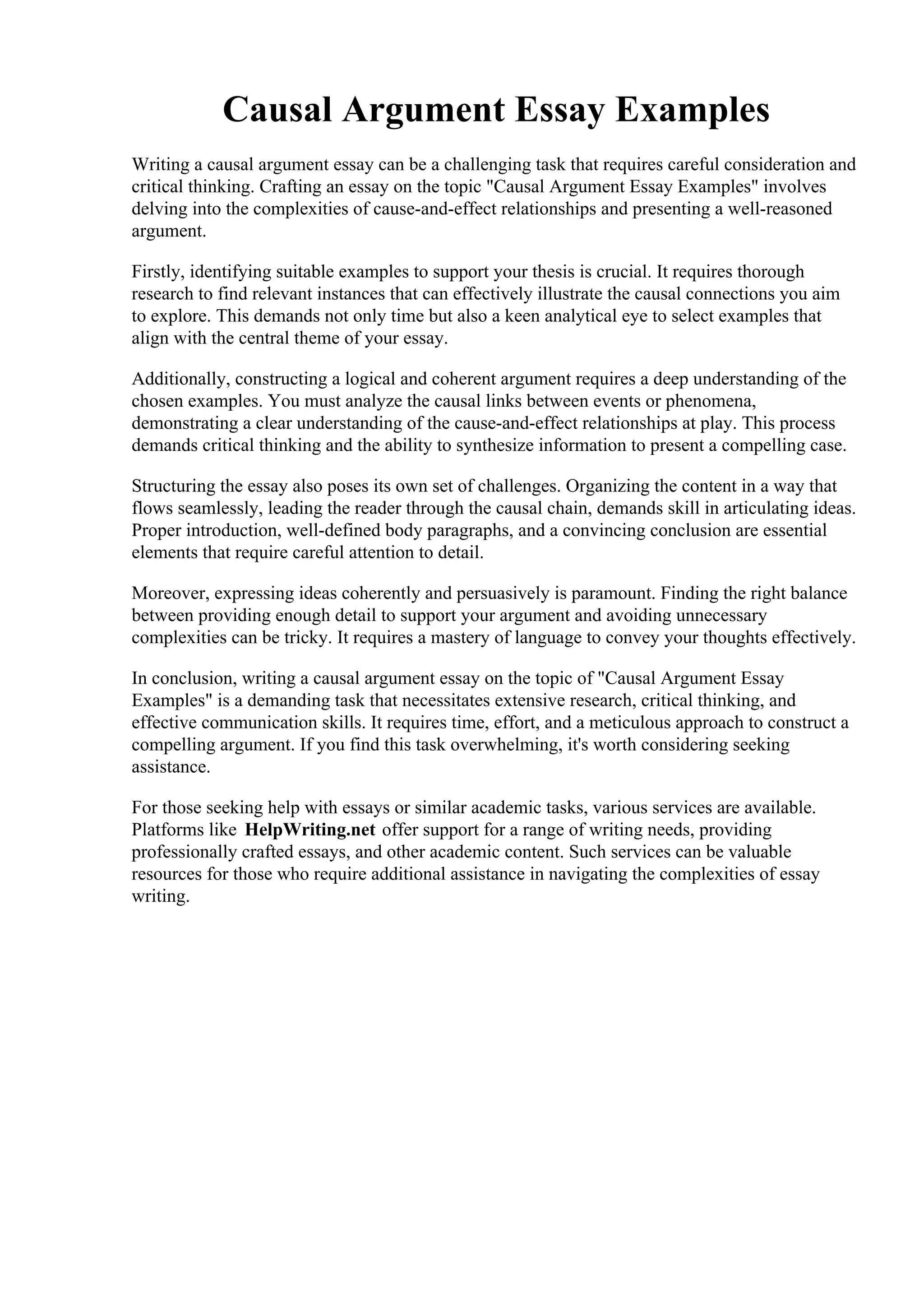 Causal Argument Essay Examples | PDF