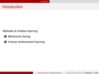 Causal Confusion in Imitation Learning | PPT