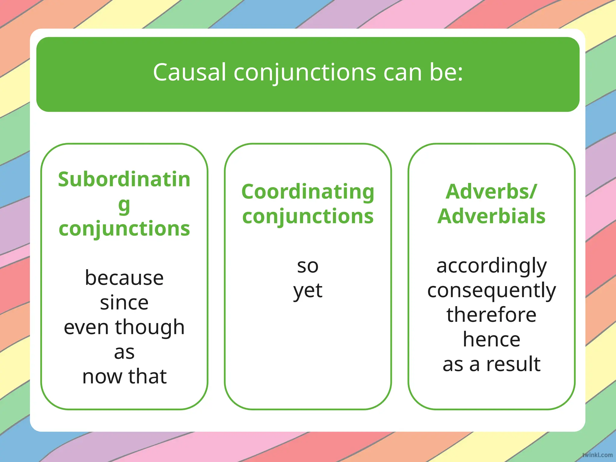 Causal Conjunctions for writing -students IGCSE | PPTX