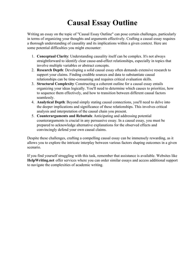 Causal Essay Outline. . How to Write an Essay Outline: Complete Guide ...