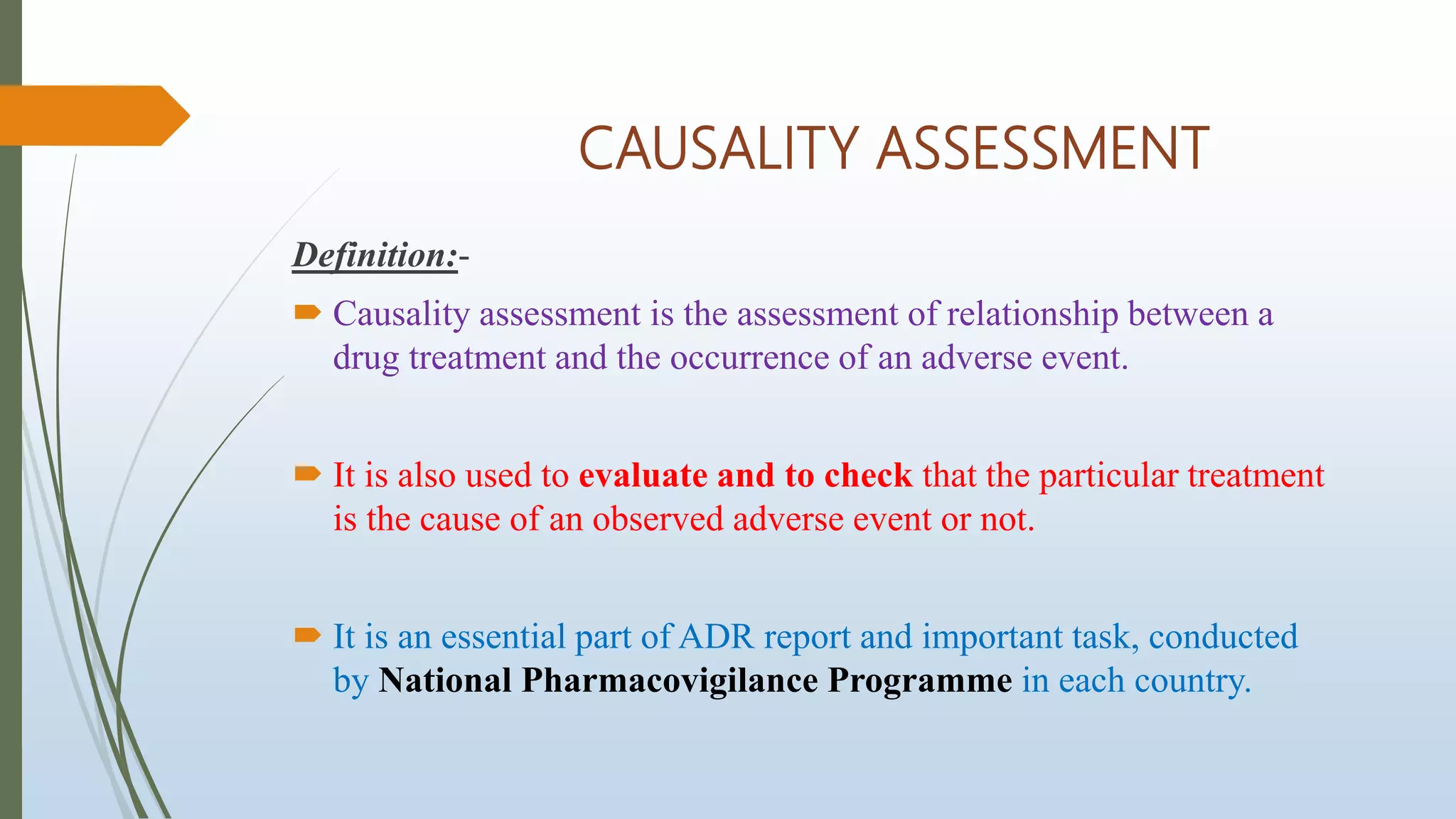 Causality assessment,methods,pharmacovigilance | PPTX