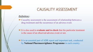 Causality assessment,methods,pharmacovigilance | PPTX