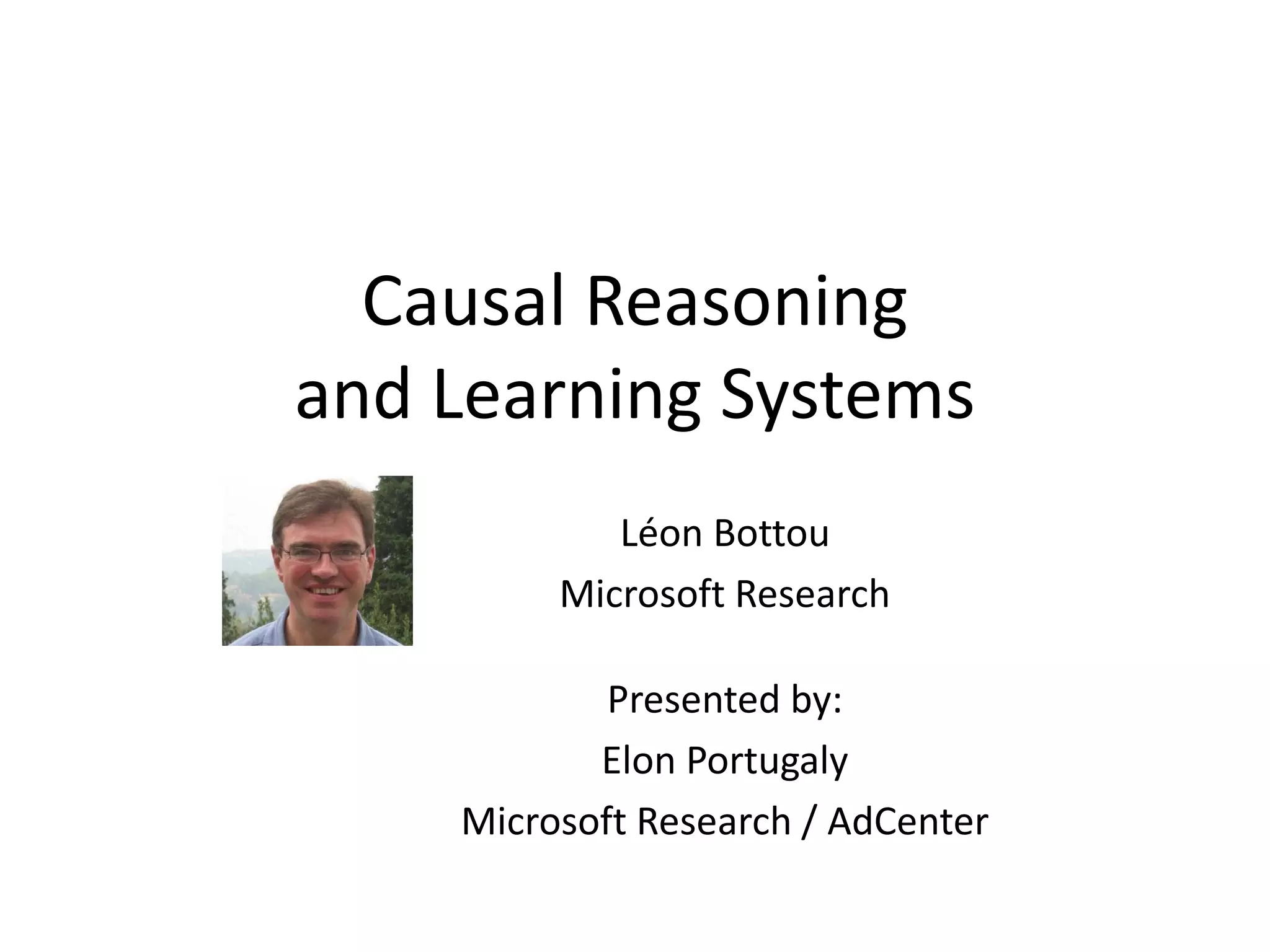 Causal reasoning and Learning Systems | PPT