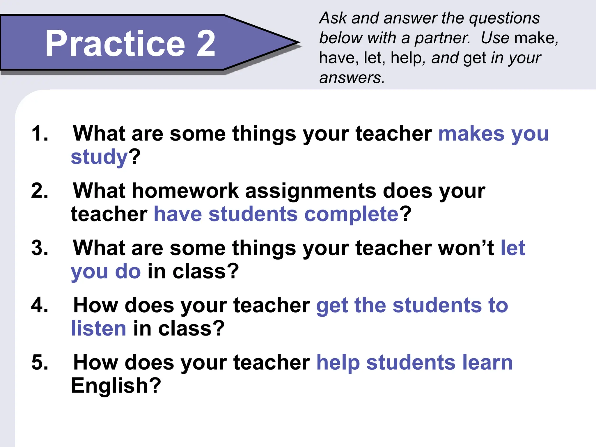 causative verbs PowerPoint explanation for students | PPTX