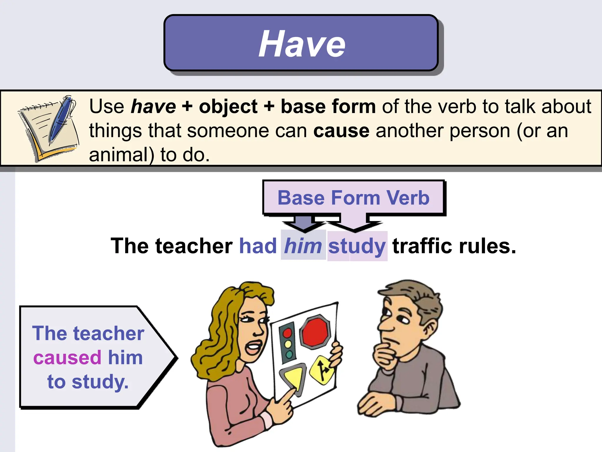 causative verbs PowerPoint explanation for students | PPTX