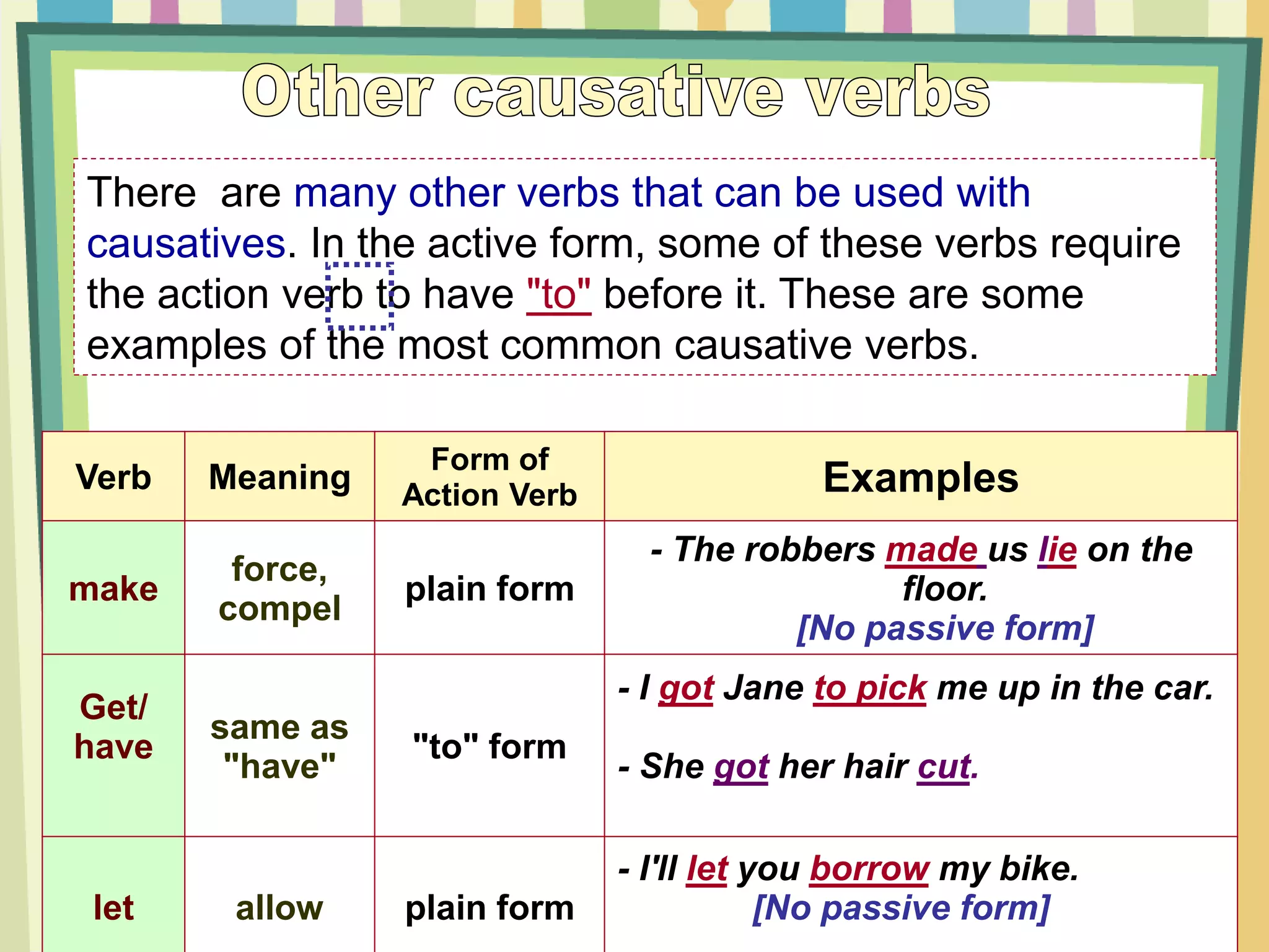 Causative verbs grade 9 ppt | PPT