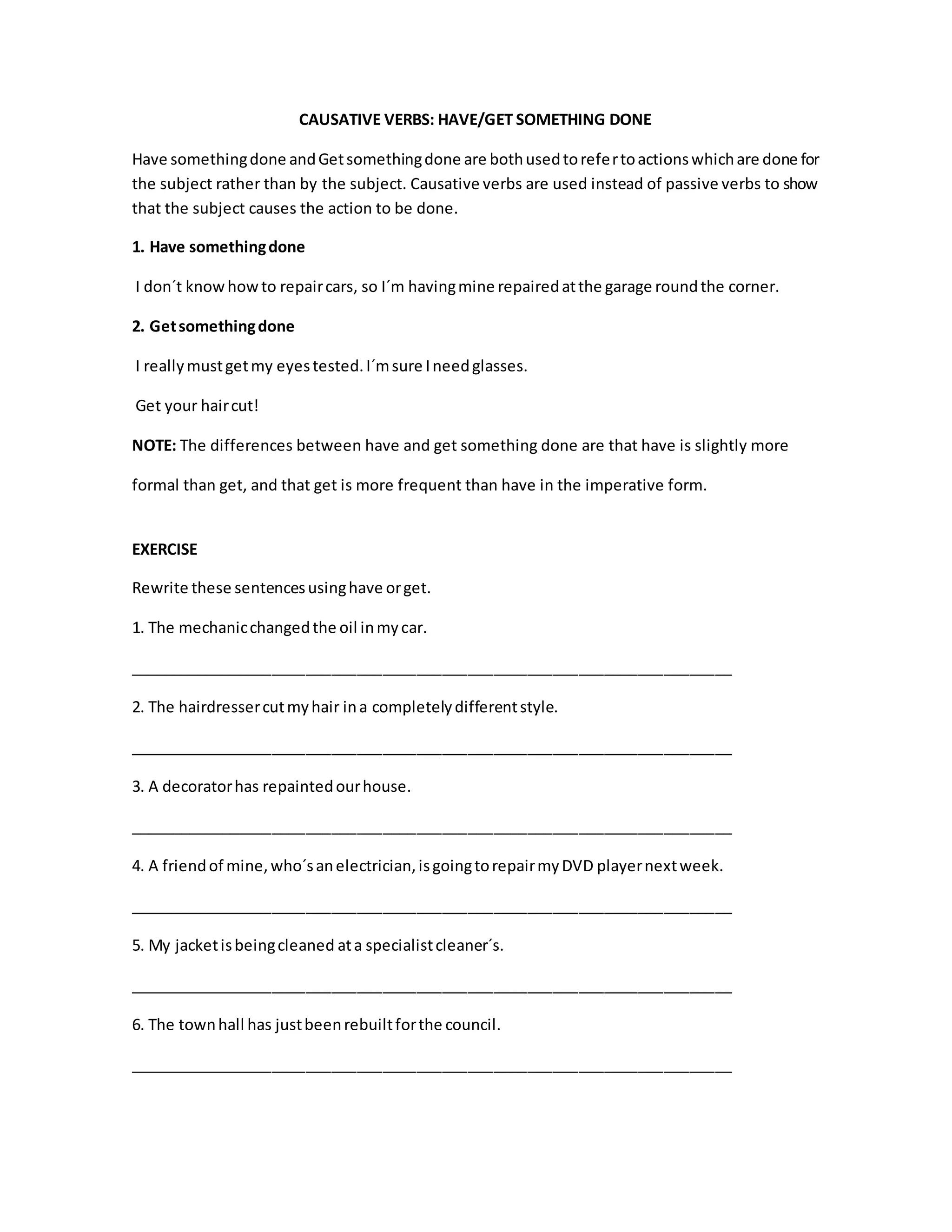 Causative verbs level 5 para laica | DOCX