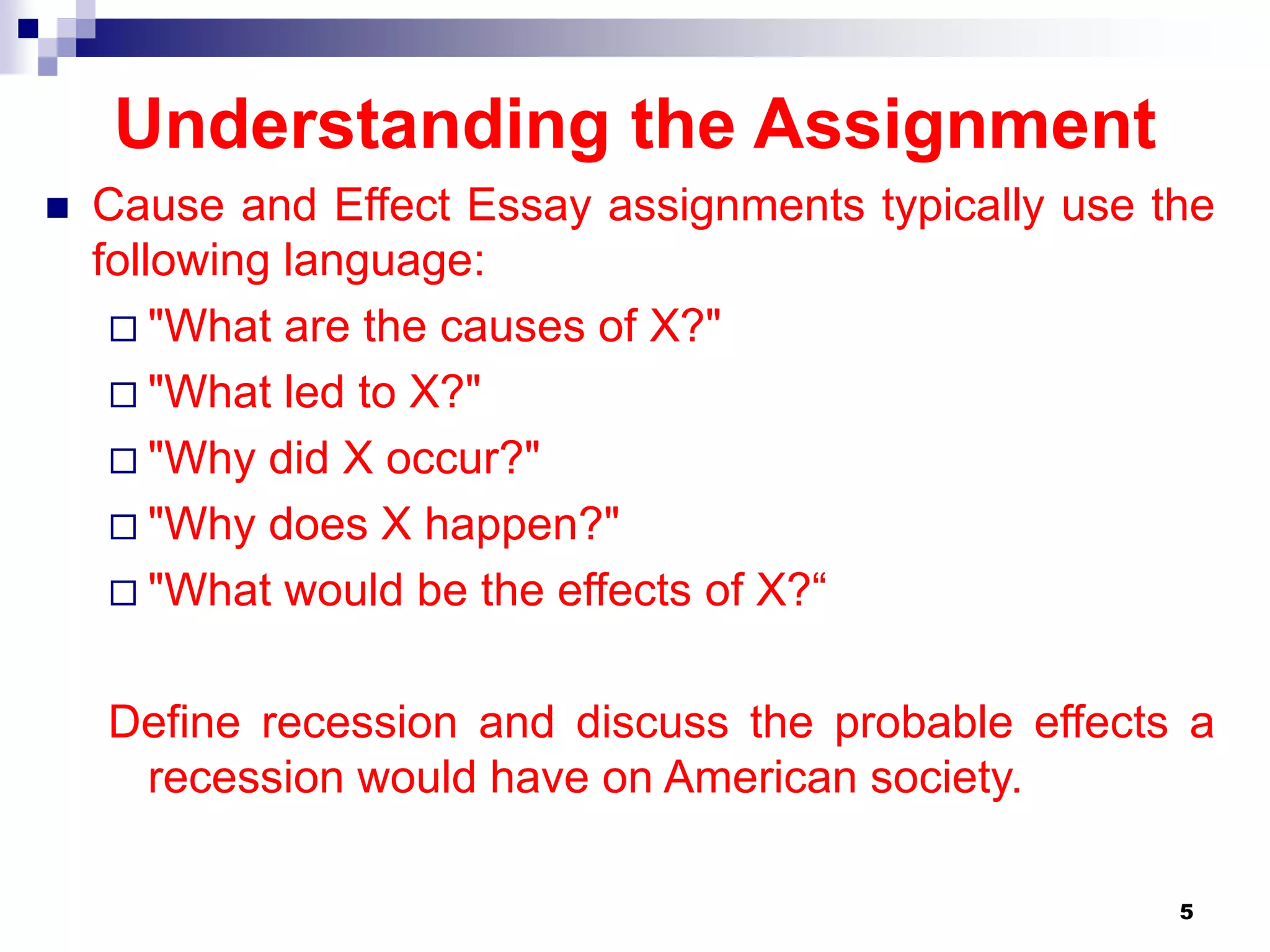 Cause and effect essay | PPT