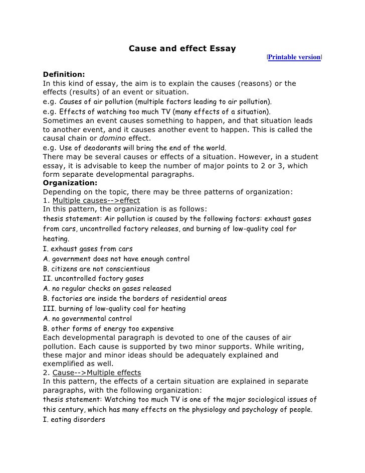 Cause And Effect Essay Cause And Effect Essay