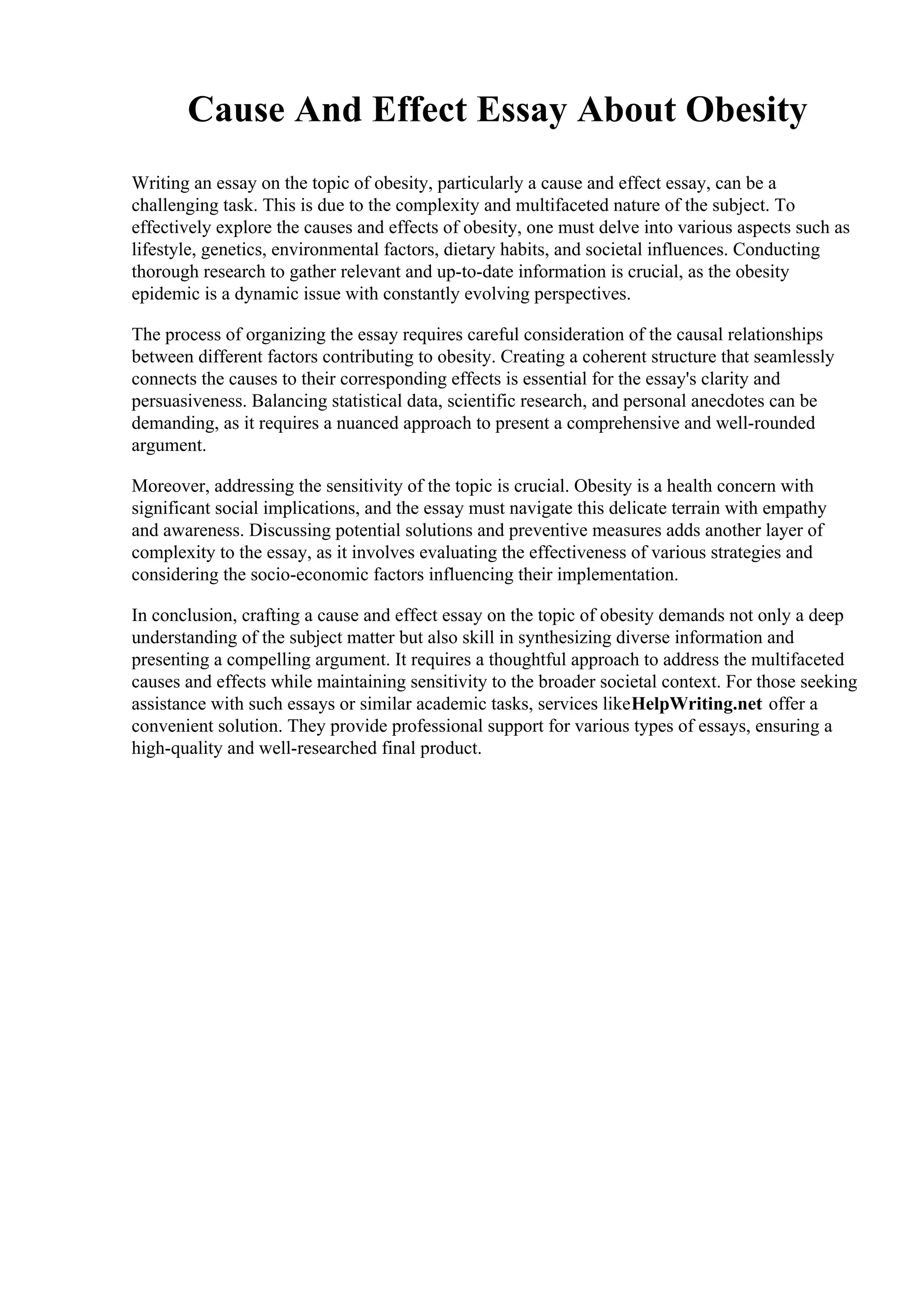 Cause And Effect Essay About Obesity.pdf