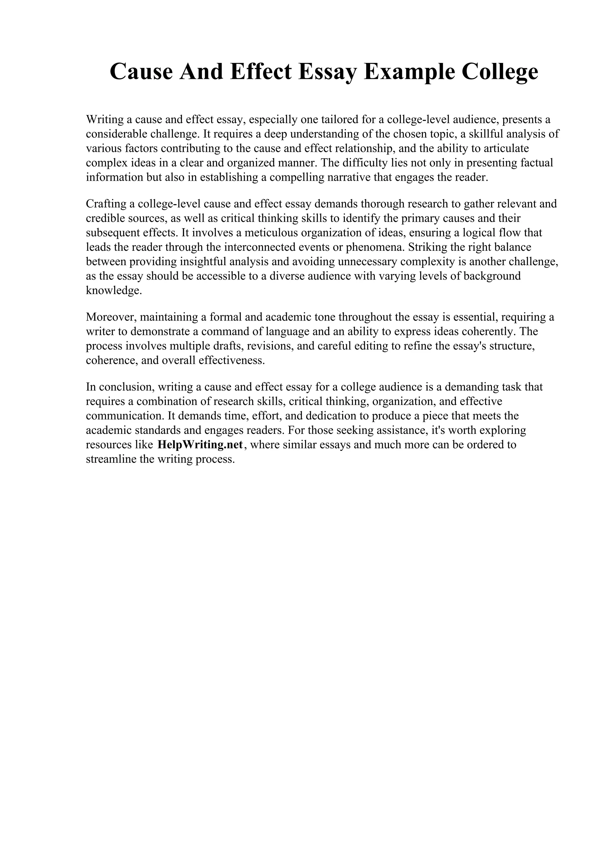 Cause And Effect Essay Example College.pdf