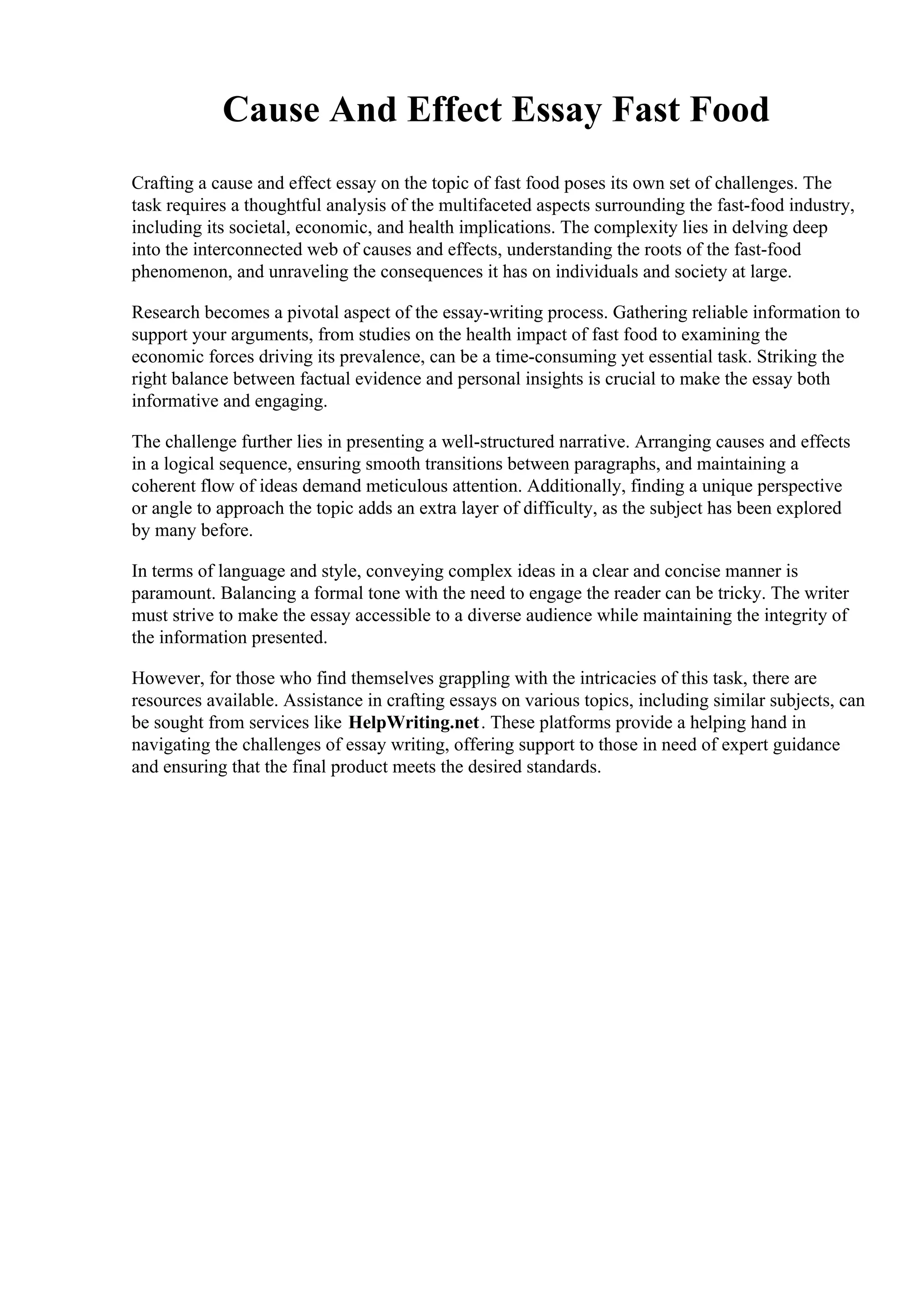 Cause And Effect Essay Fast Food.pdf