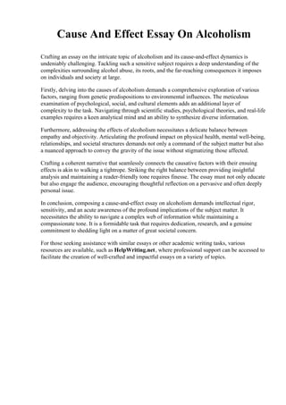 Cause And Effect Essay On Alcoholism | PDF