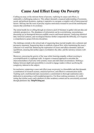 Cause And Effect Essay On Poverty | PDF