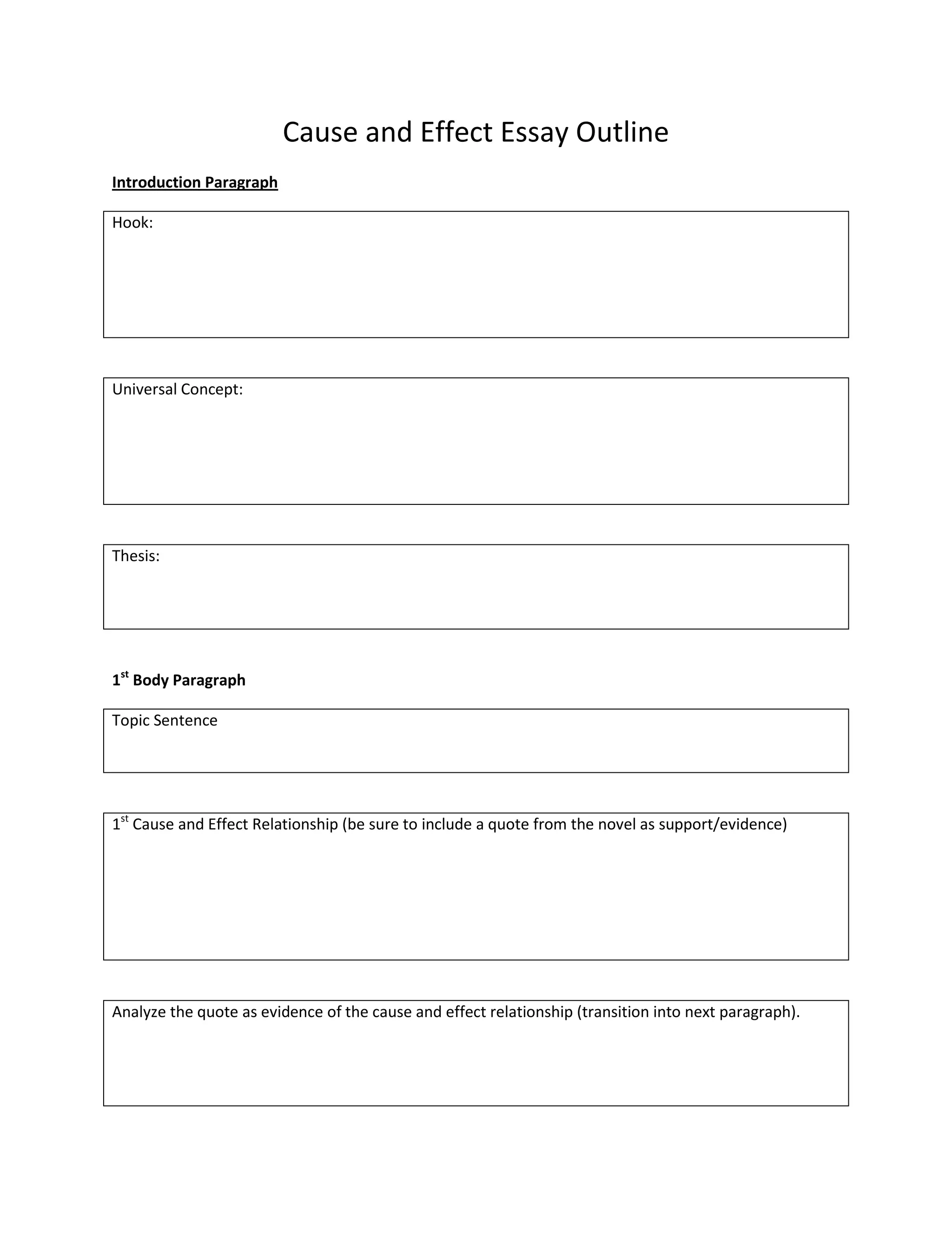 Cause and effect essay outline | DOCX