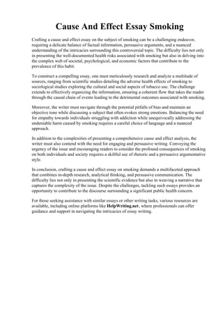 Cause And Effect Essay Smoking | PDF