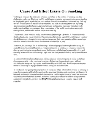 Cause And Effect Essays On Smoking. Introduction paragraph about ...