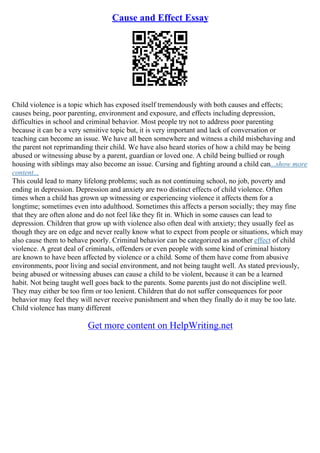 Cause And Effect Essay Topics For Kids | PDF