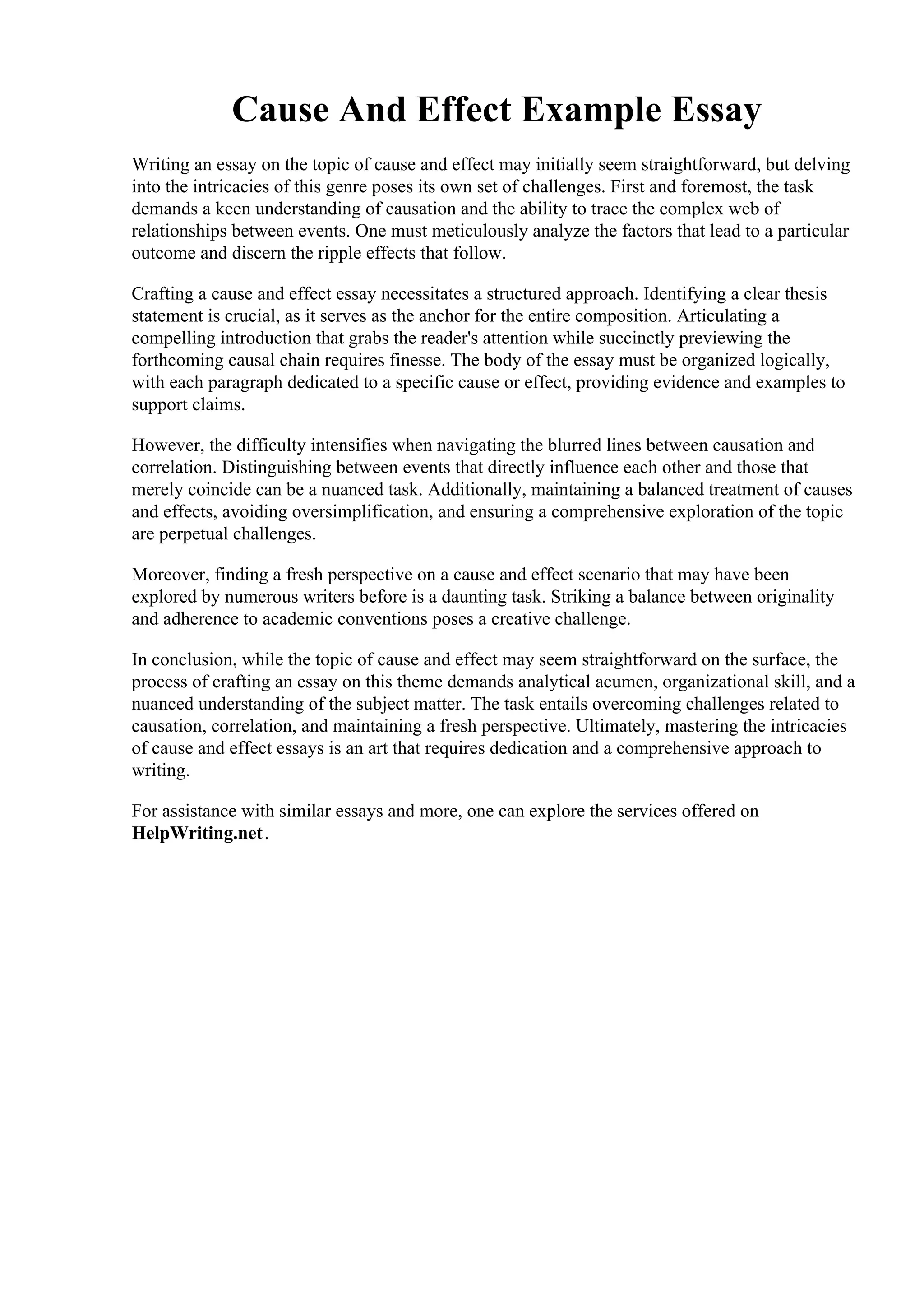 Cause And Effect Example Essay | PDF