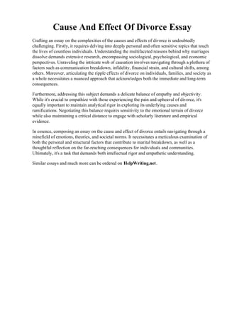 Cause And Effect Of Divorce Essay | PDF