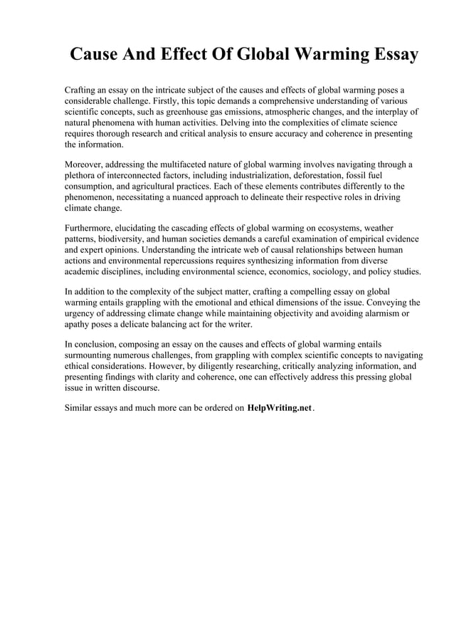 Cause And Effect Of Global Warming Essay | PDF