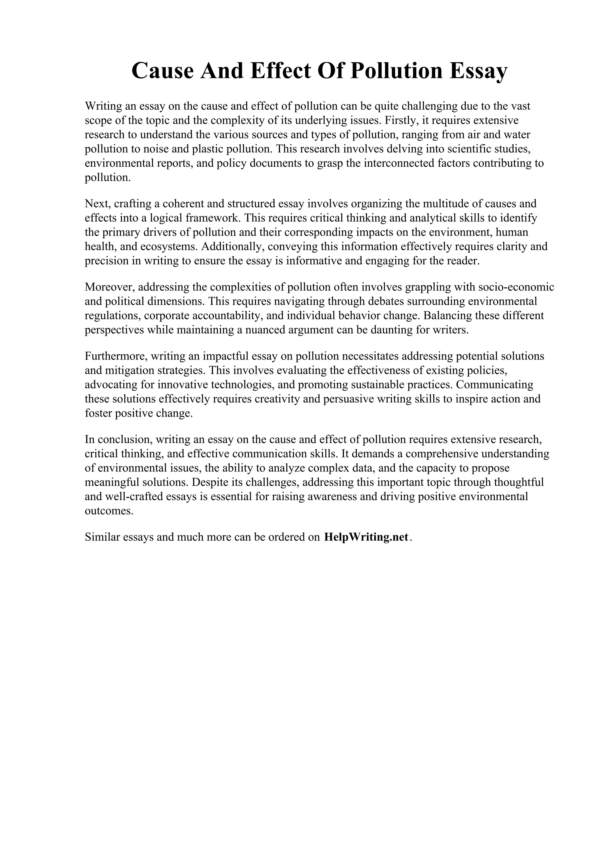 Cause And Effect Of Pollution Essay.pdfCause And Effect Of Pollution ...