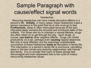 Cause and effect paragraphsonlineversion | PPT