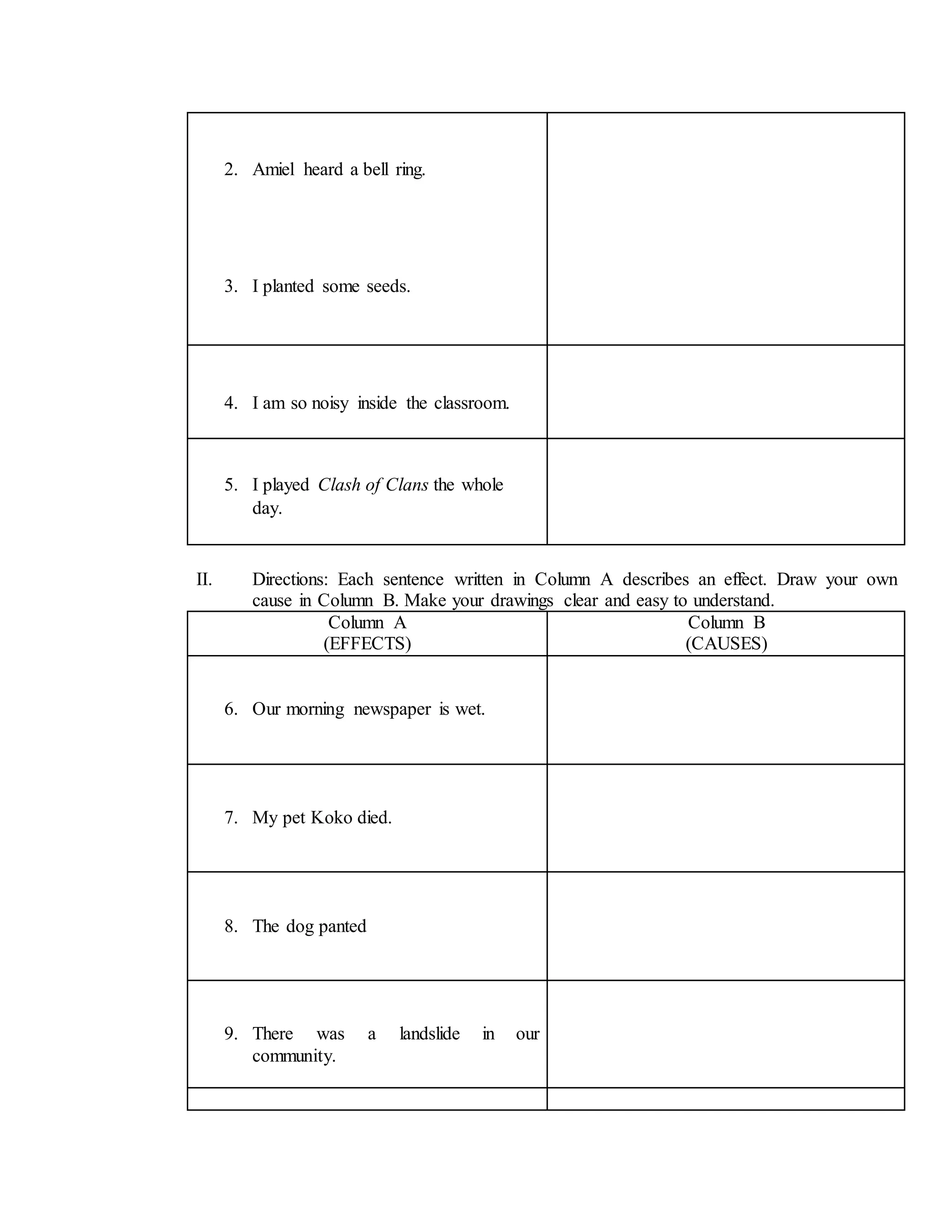 Cause and effect relationships | DOCX