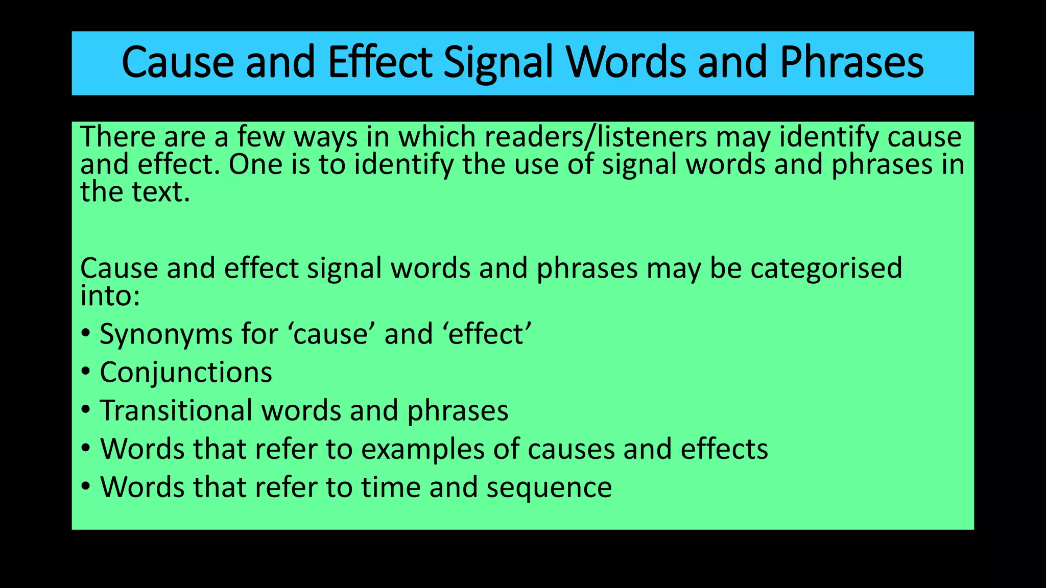 Cause and effect signal words | PPTX