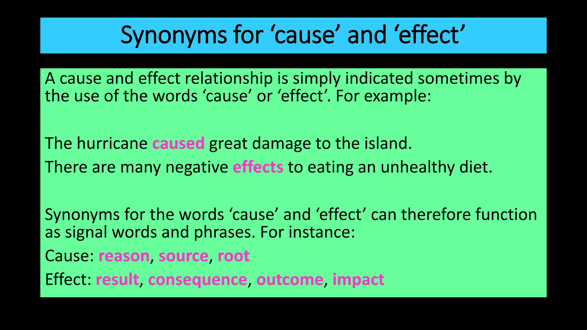 Cause and effect signal words | PPTX
