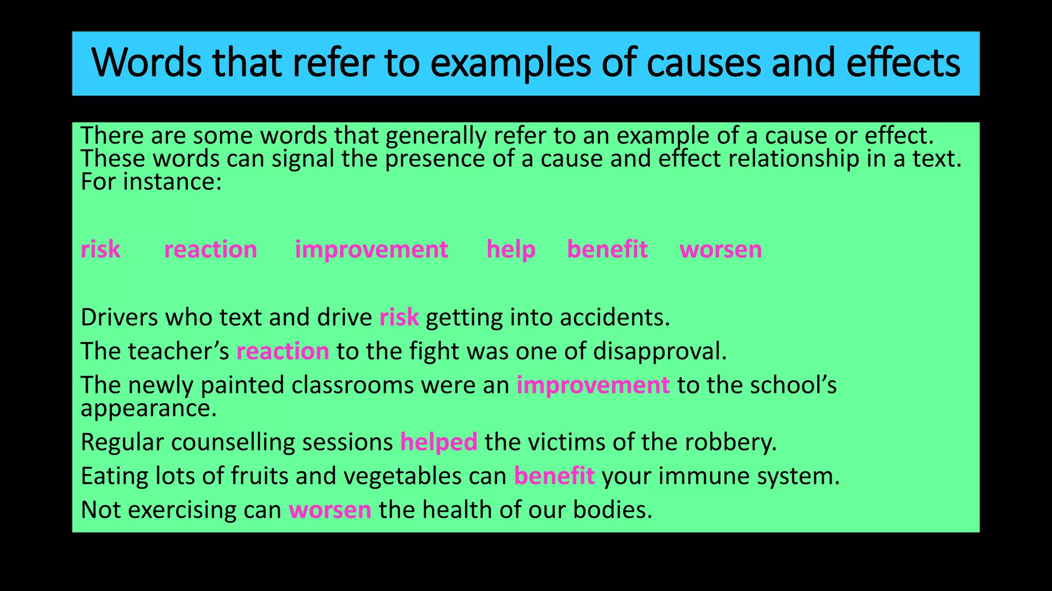 Cause and effect signal words | PPTX