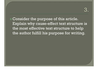 Cause And Effect Text Structure | PDF