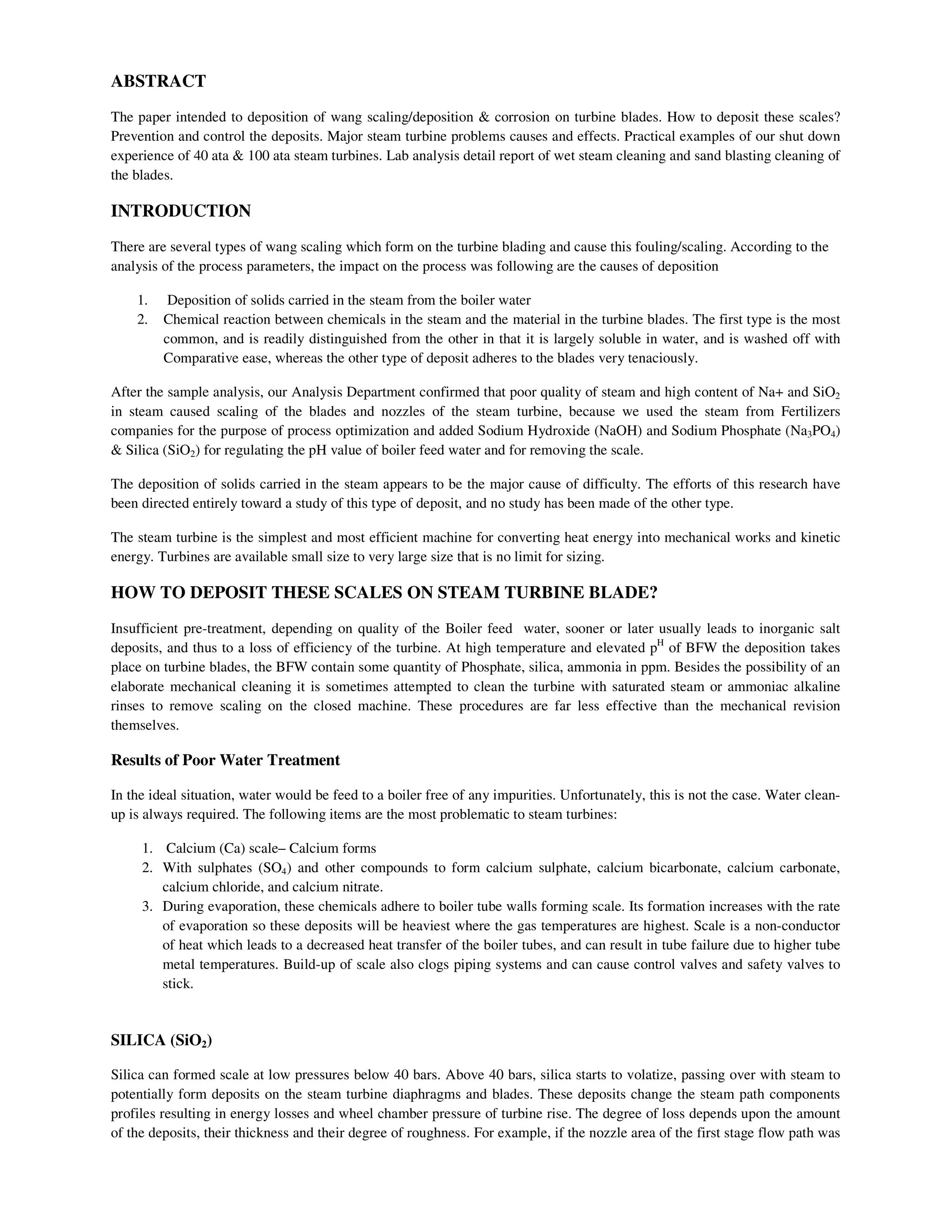 Cause and prevention for steam turbine blade scaling & fouling | PDF