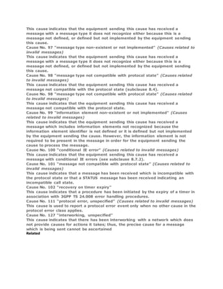 Cause codes from | DOCX