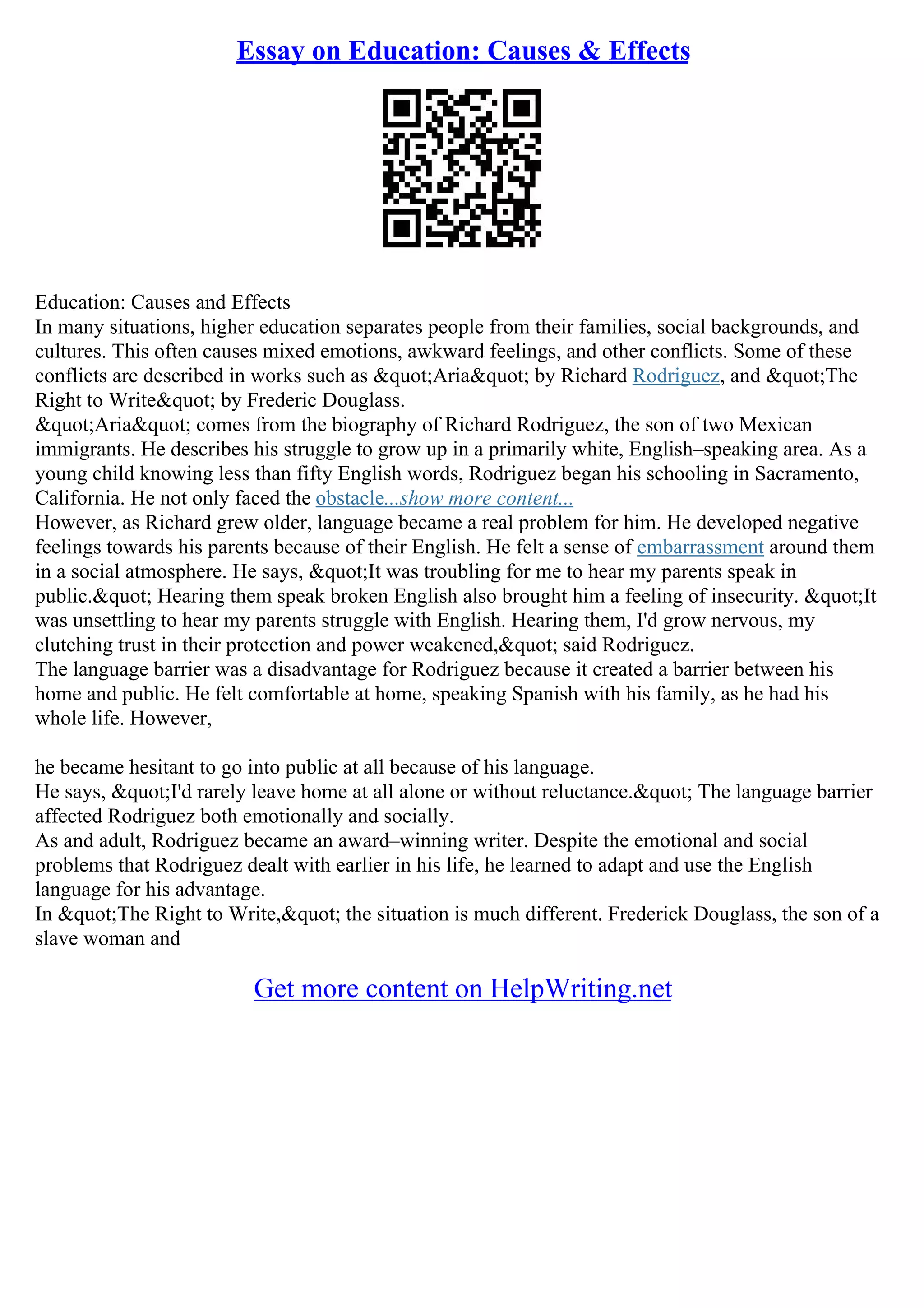 Cause Effect Essay Examples | PDF