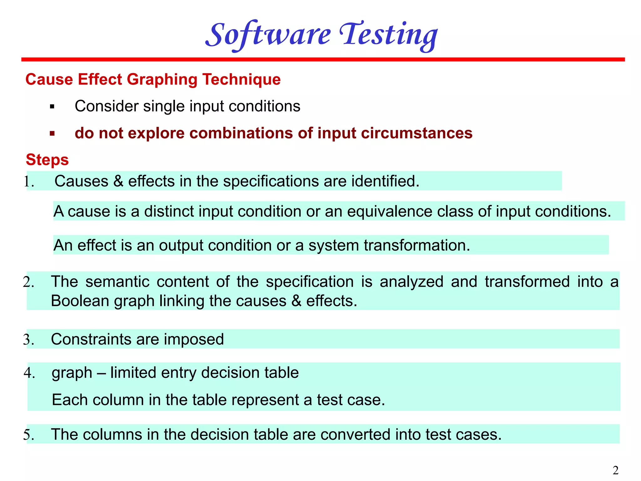 Cause effect graphing.ppt | Technology & Computing