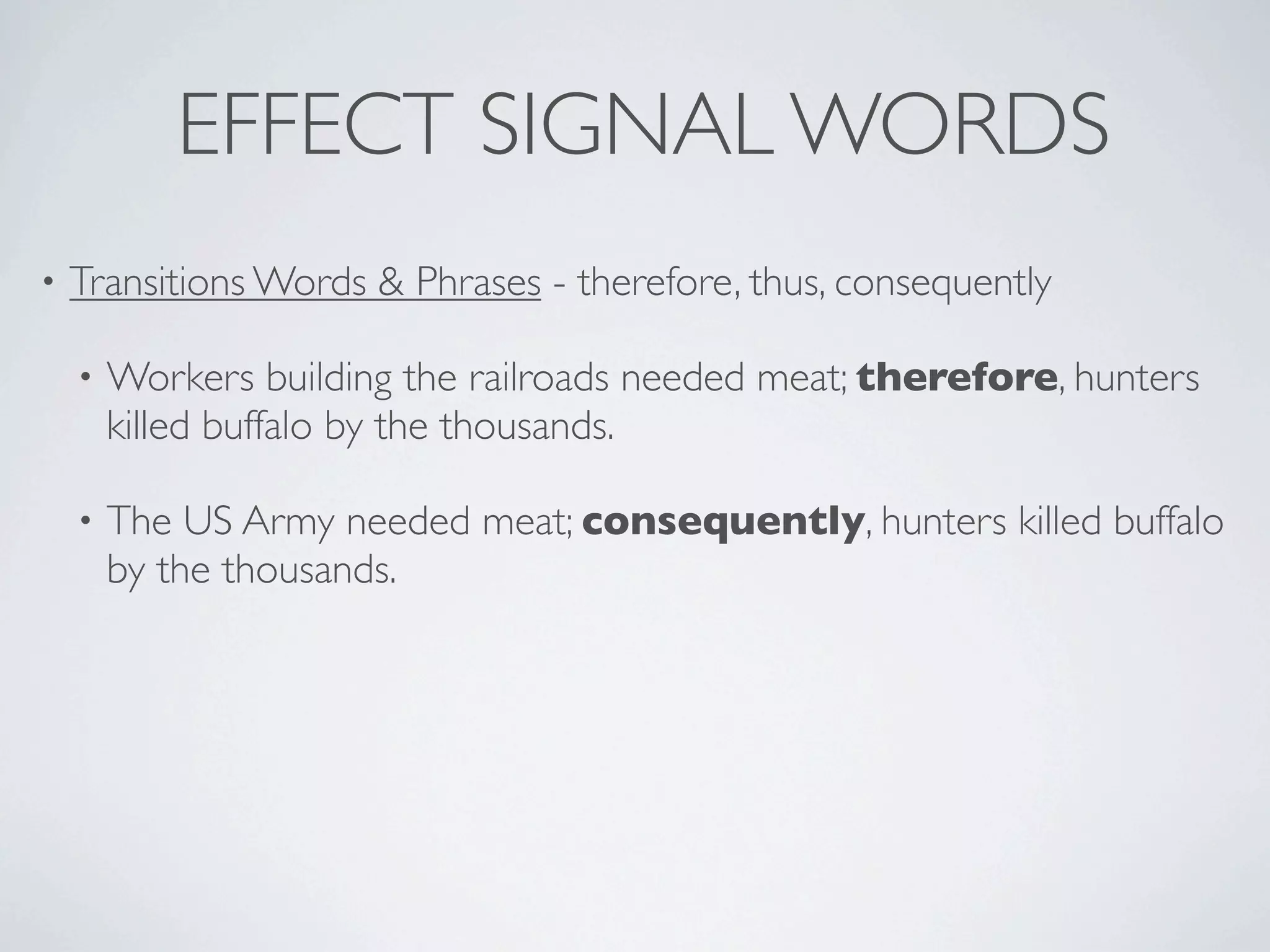 Cause/Effect Signal Words | KEY