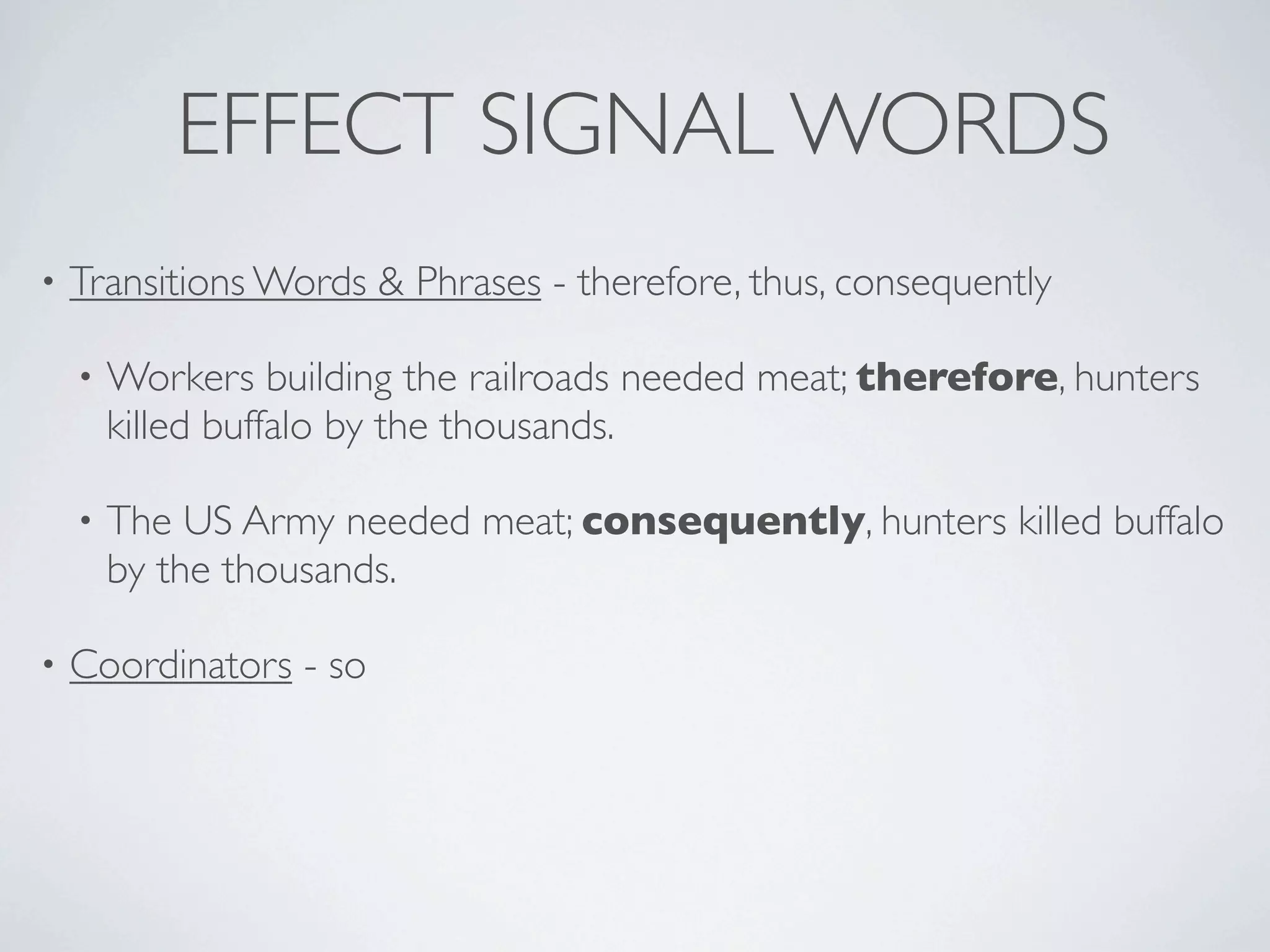 Cause/Effect Signal Words | KEY