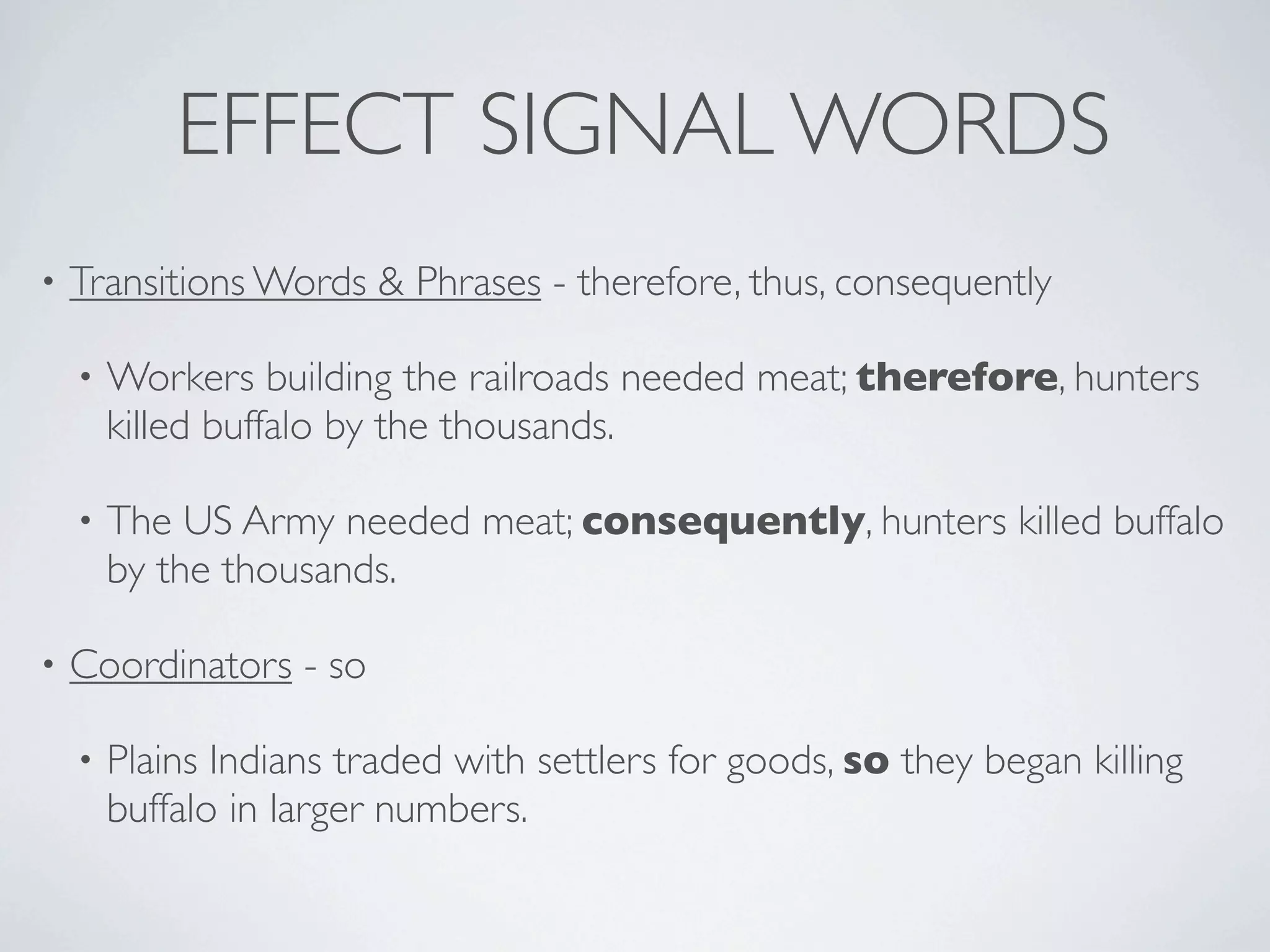 Cause/Effect Signal Words | KEY