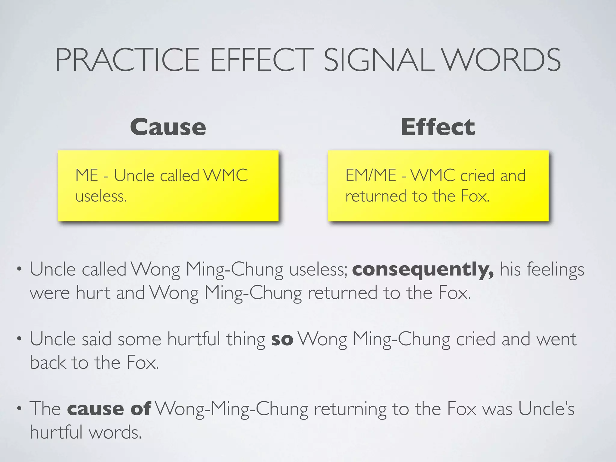 Cause/Effect Signal Words | KEY