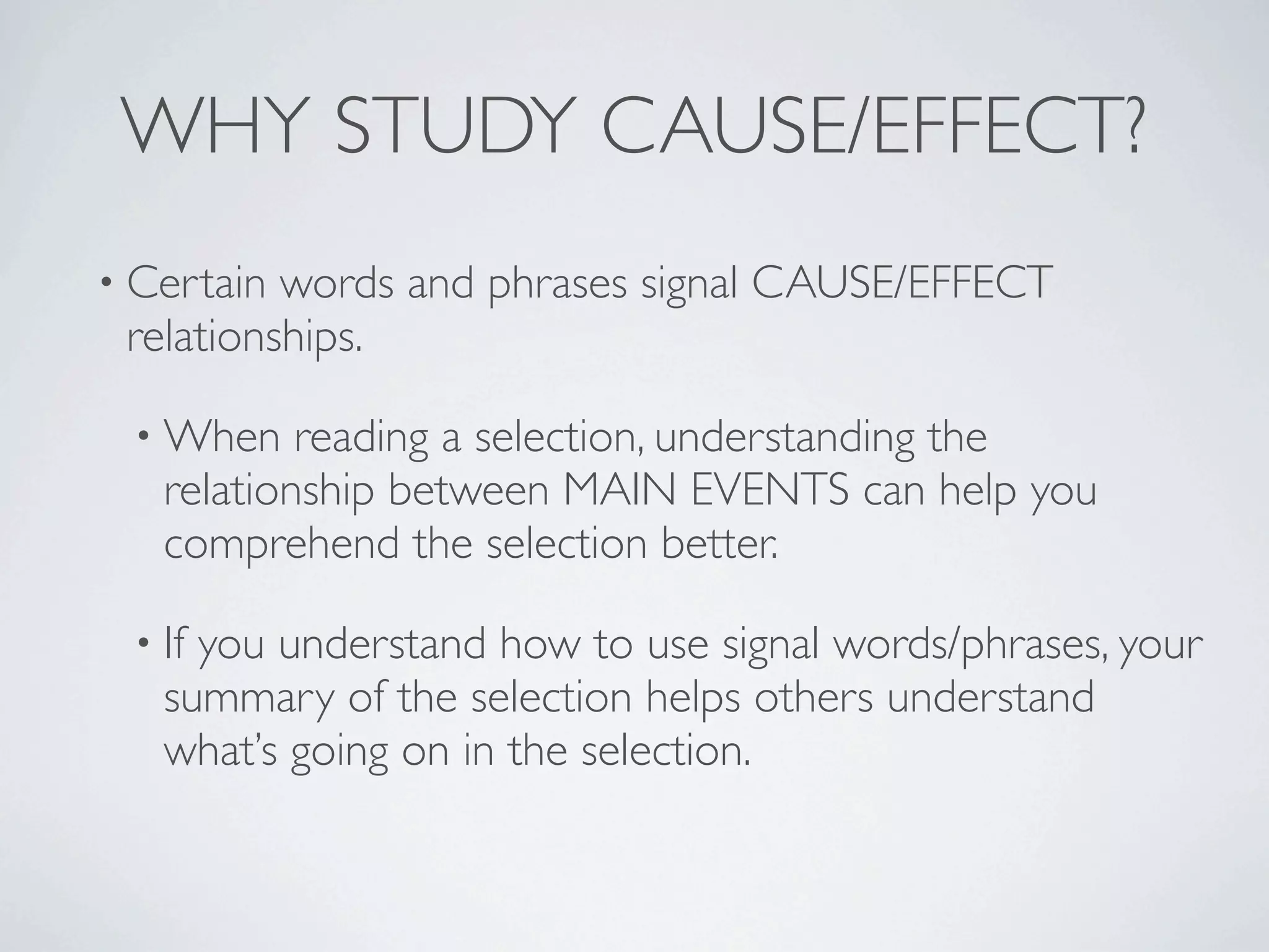 Cause/Effect Signal Words | KEY