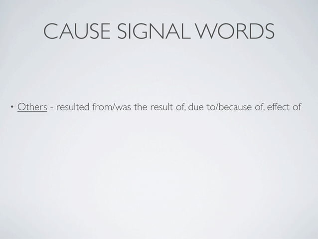 Cause/Effect Signal Words | KEY