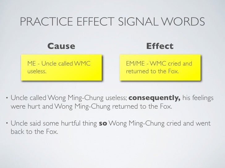 Cause Effect Signal Words Cause Effect Signal Words