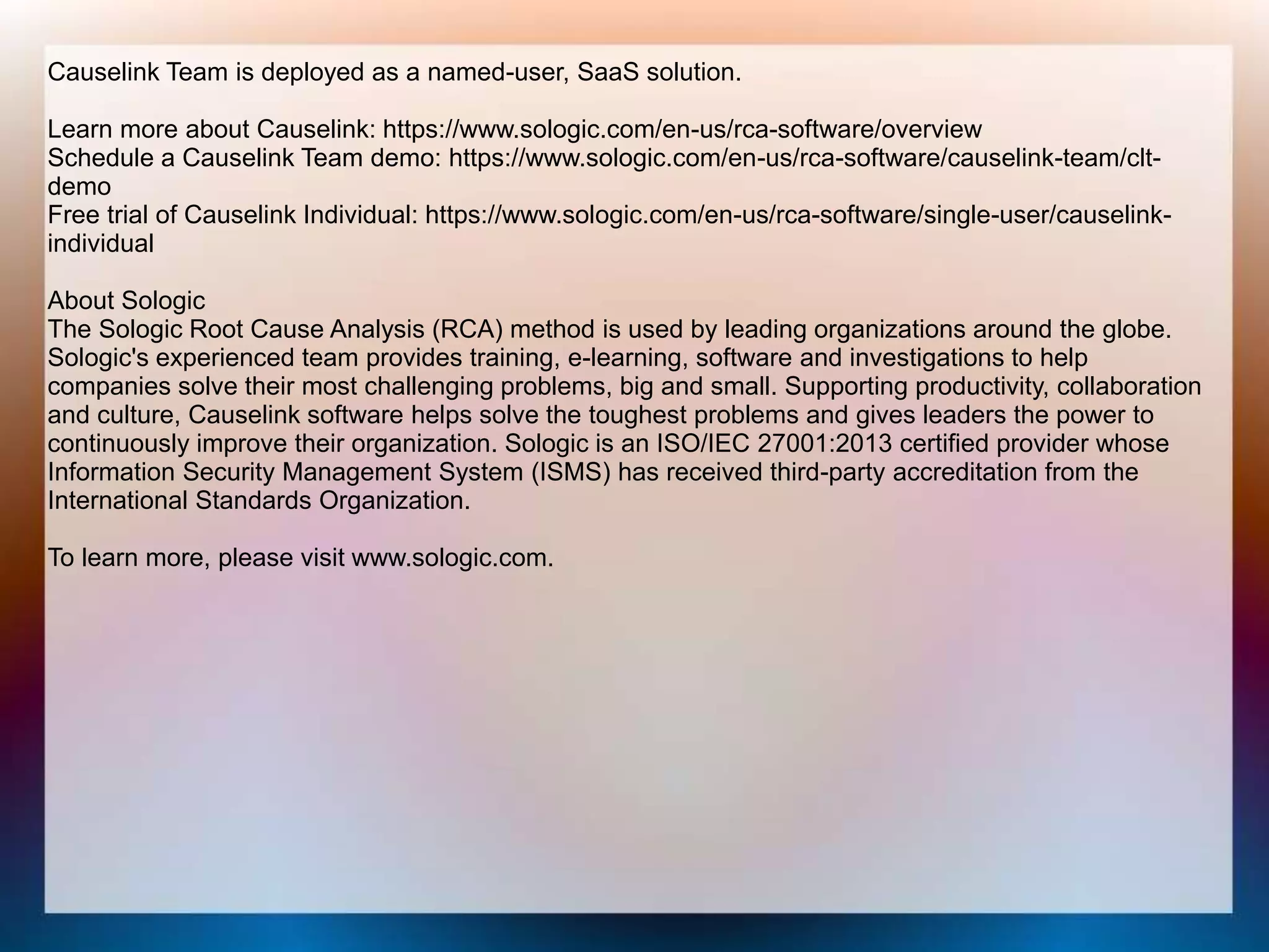 Causelink Team from Sologic delivers Enterprise flexibility for smaller ...