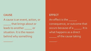 CAUSENEFFECTPPT.pptx CAUSE AND EFFECT RELATIONSHIP WITH ACTIVITIES | PPT